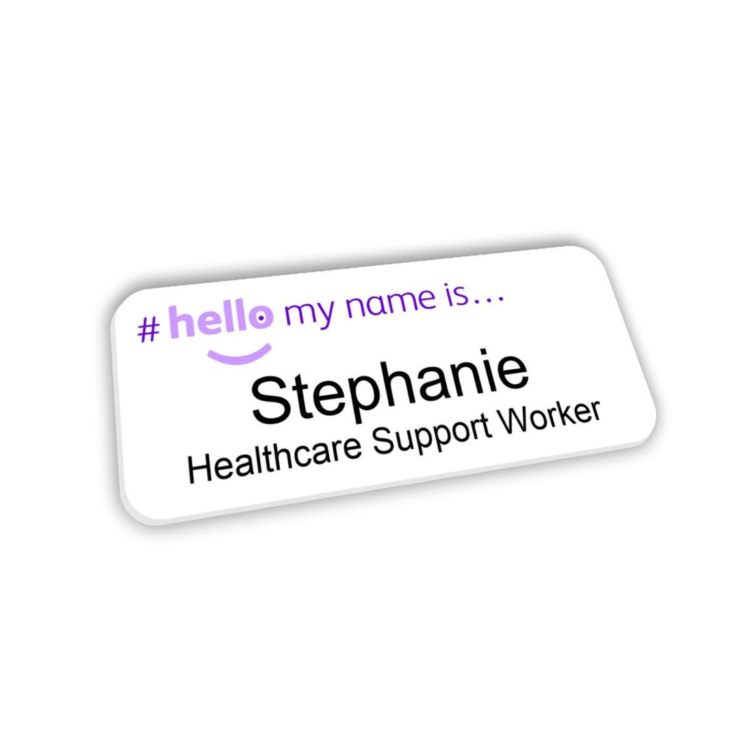 Personalised Hello My Name is Purple and Lilac Text Name Badge Tag - Etsy