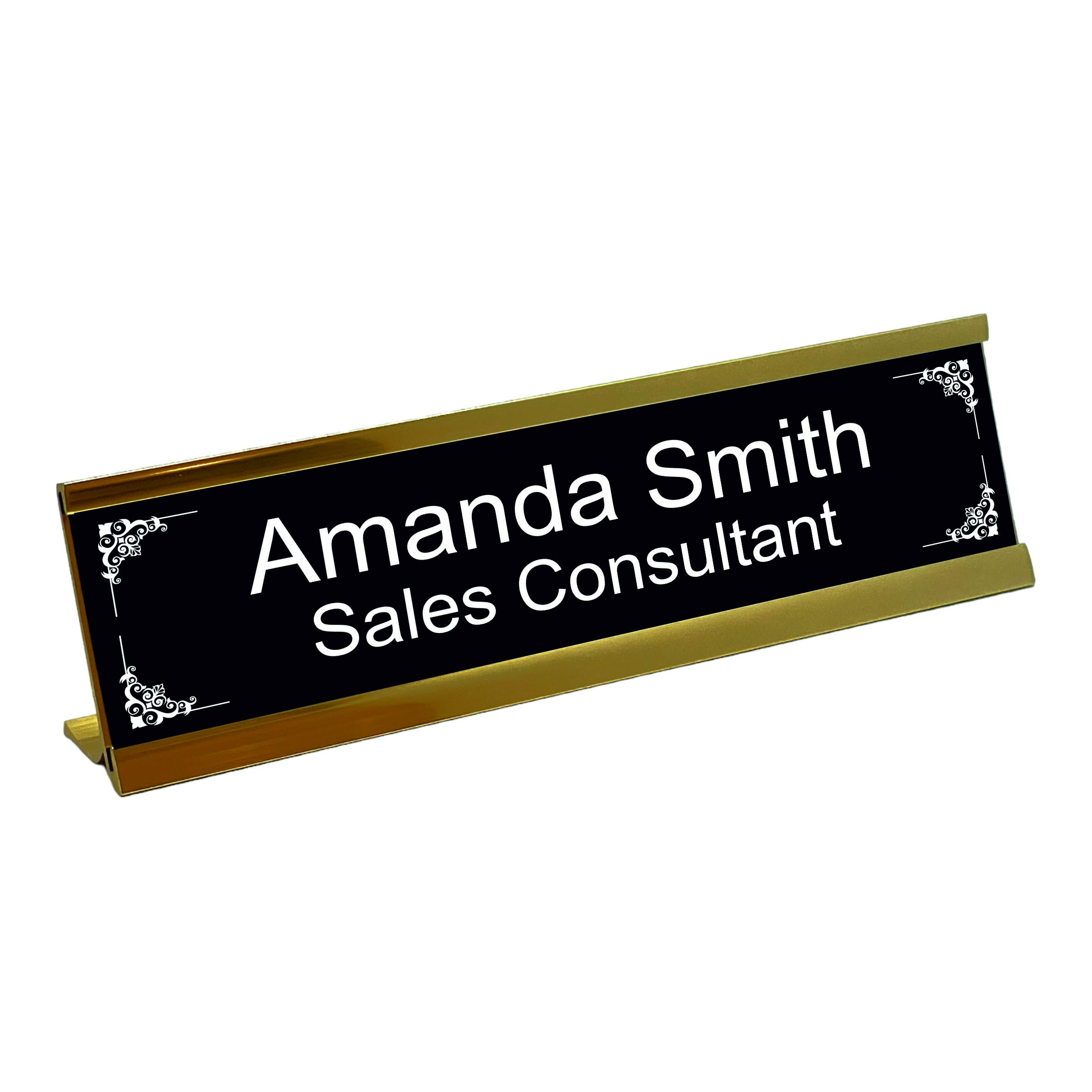 Office Desk Sign Personalised Name Plate Holder Desk Plaque With Gold ...