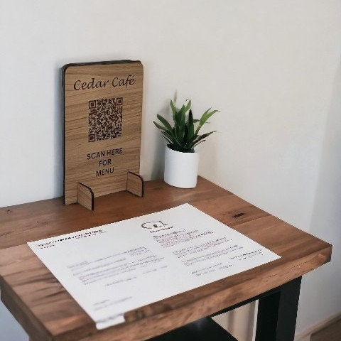 Personalised QR Code Wooden Table Sign for Your Restaurant, Café, Bar ...