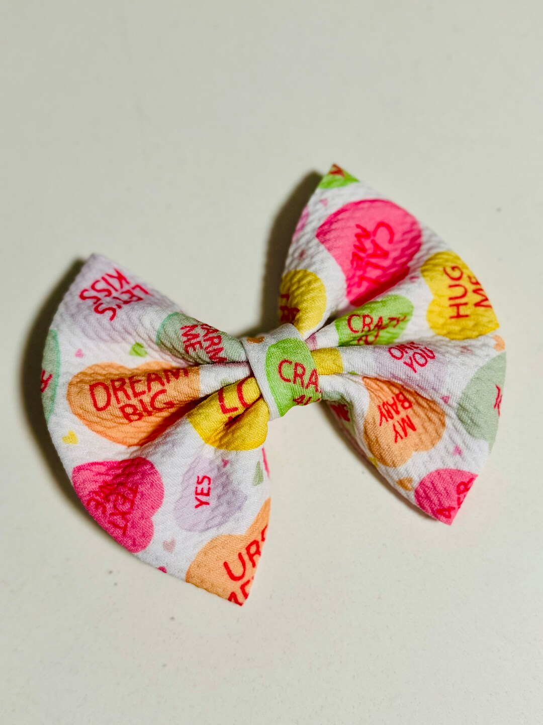 Valentines Day Hair Bow for Girls, Message Candy Bullet Fabric Hair Bow ...