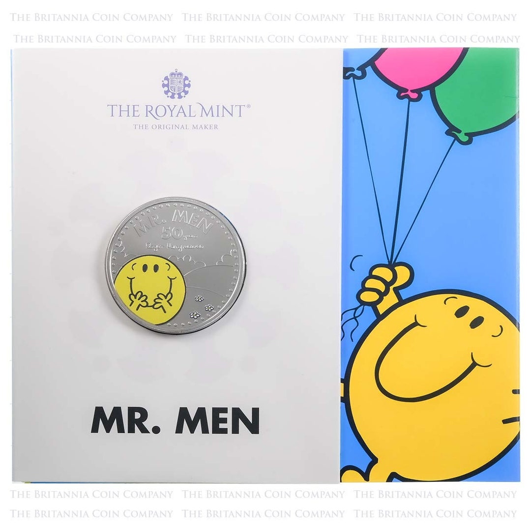 Mr Men 'mr Happy' BU Five Pound Coin 2021 Royal Mint Sterling Silver ...