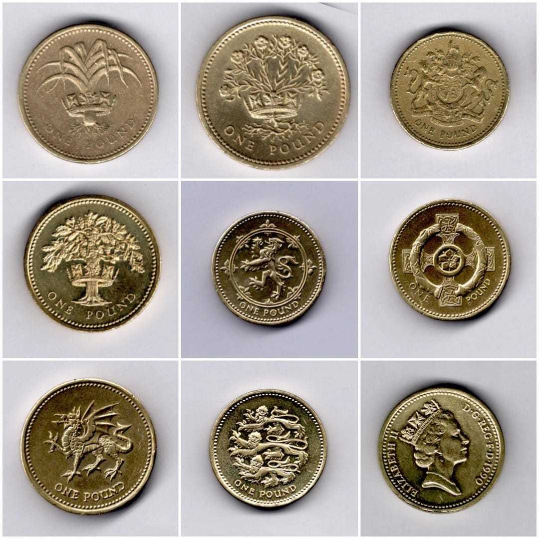 UK 1 One Pound British Coins 1990-1997 CIRCULATED Coin Various Designs ...