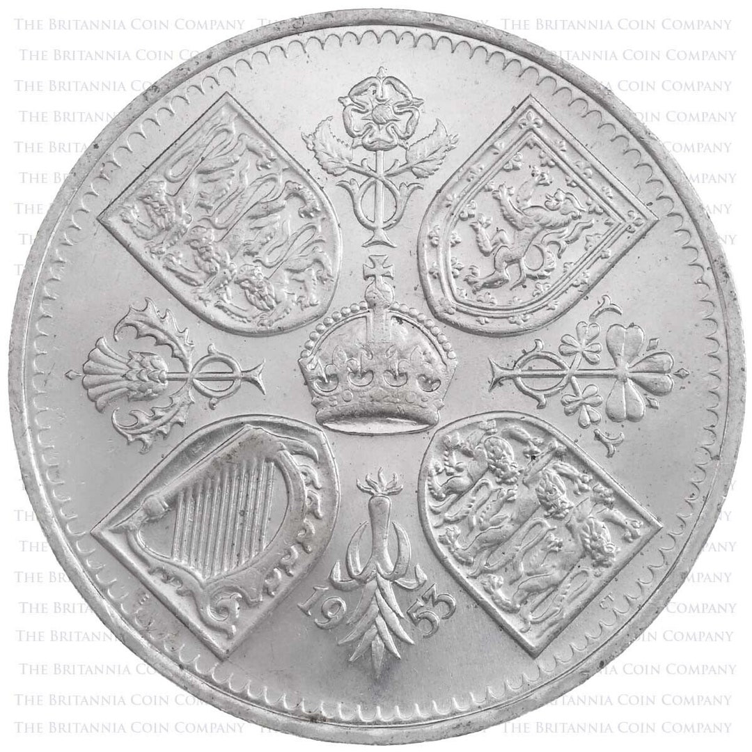 1953 Queen Elizabeth II Coronation Crown Royal Mint 5 Shilling ...