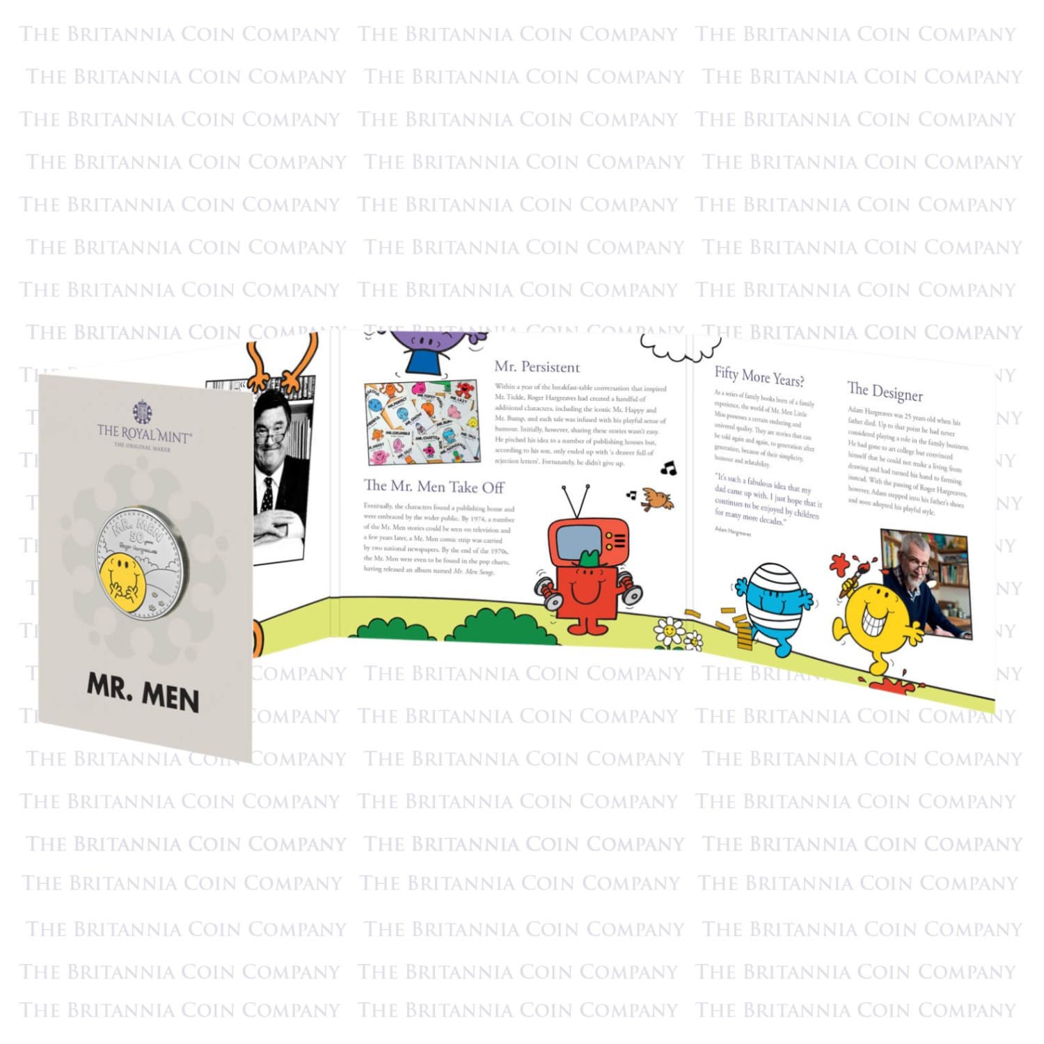 Mr Men 'mr Happy' BU Five Pound Coin 2021 Royal Mint Sterling Silver ...