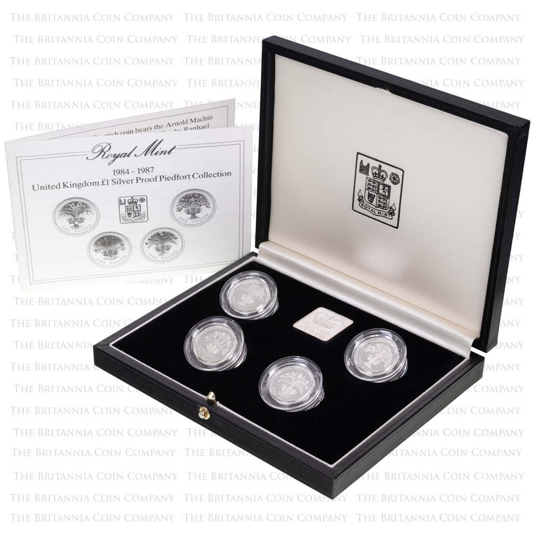 1984 1987 One Pound Piedfort Silver Proof Four Coins Set Royal Mint ...