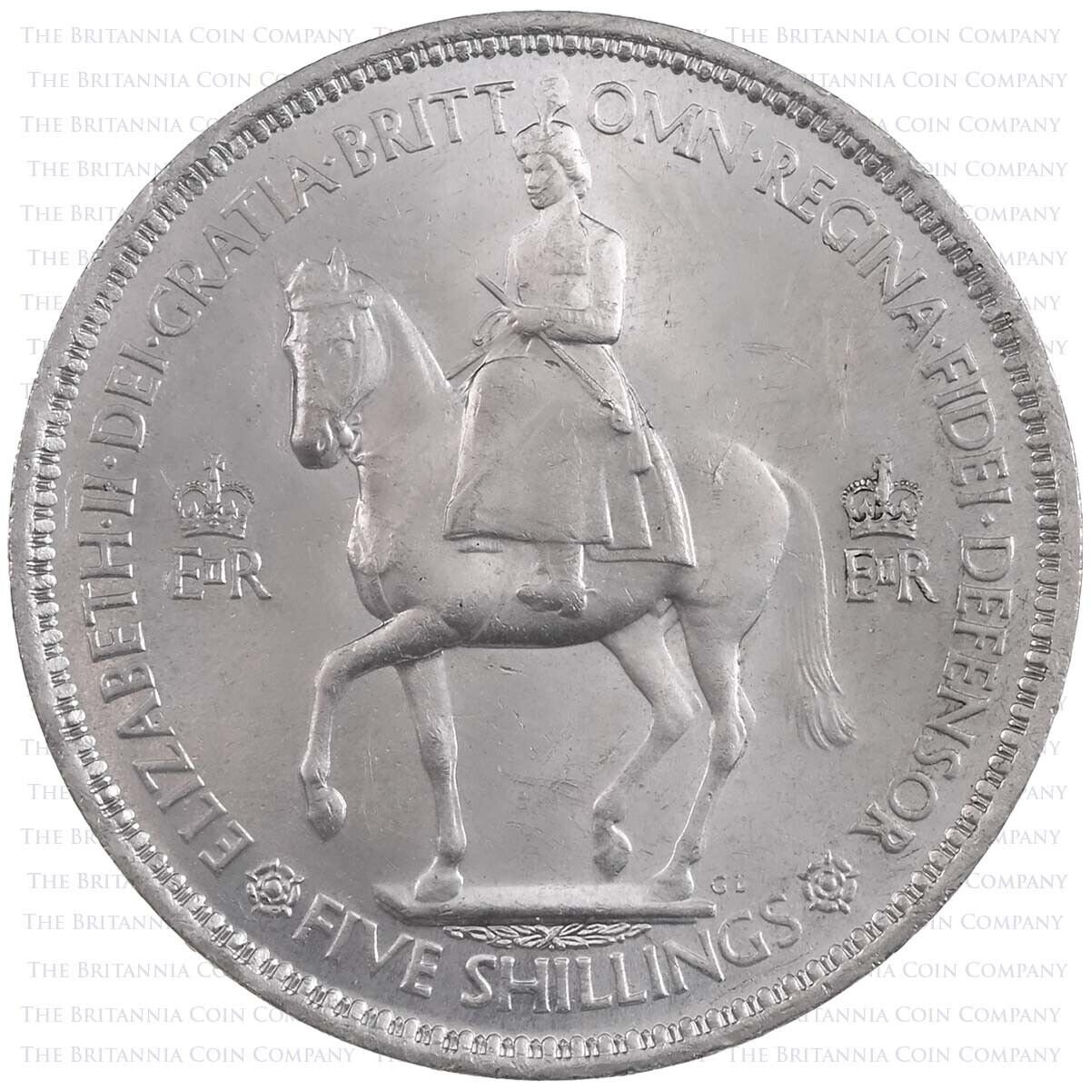 1953 Queen Elizabeth II Coronation Crown Royal Mint 5 Shilling ...