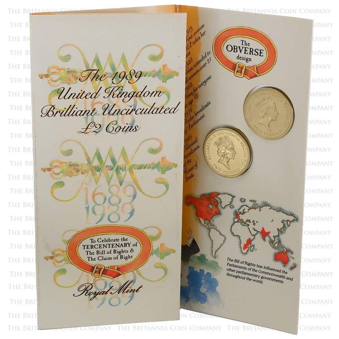 1989 Claim of Right and Bill of Rights Two Pound Brilliant Uncirculated ...