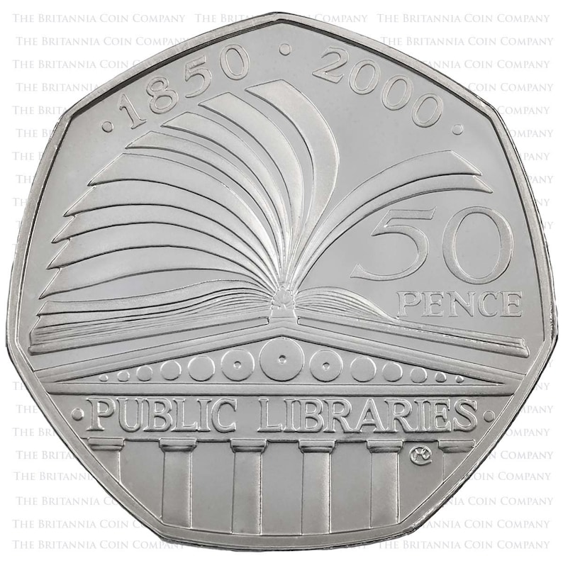 2000 Public Libraries Act 150th Anniversary 50p Coin Silver Proof Fifty ...