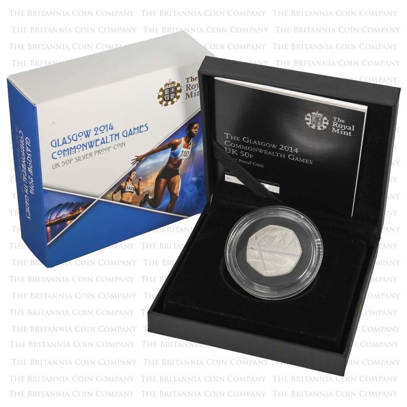 2014 Glasgow Commonwealth Games 50p Silver Proof Coin Royal Mint Fifty ...