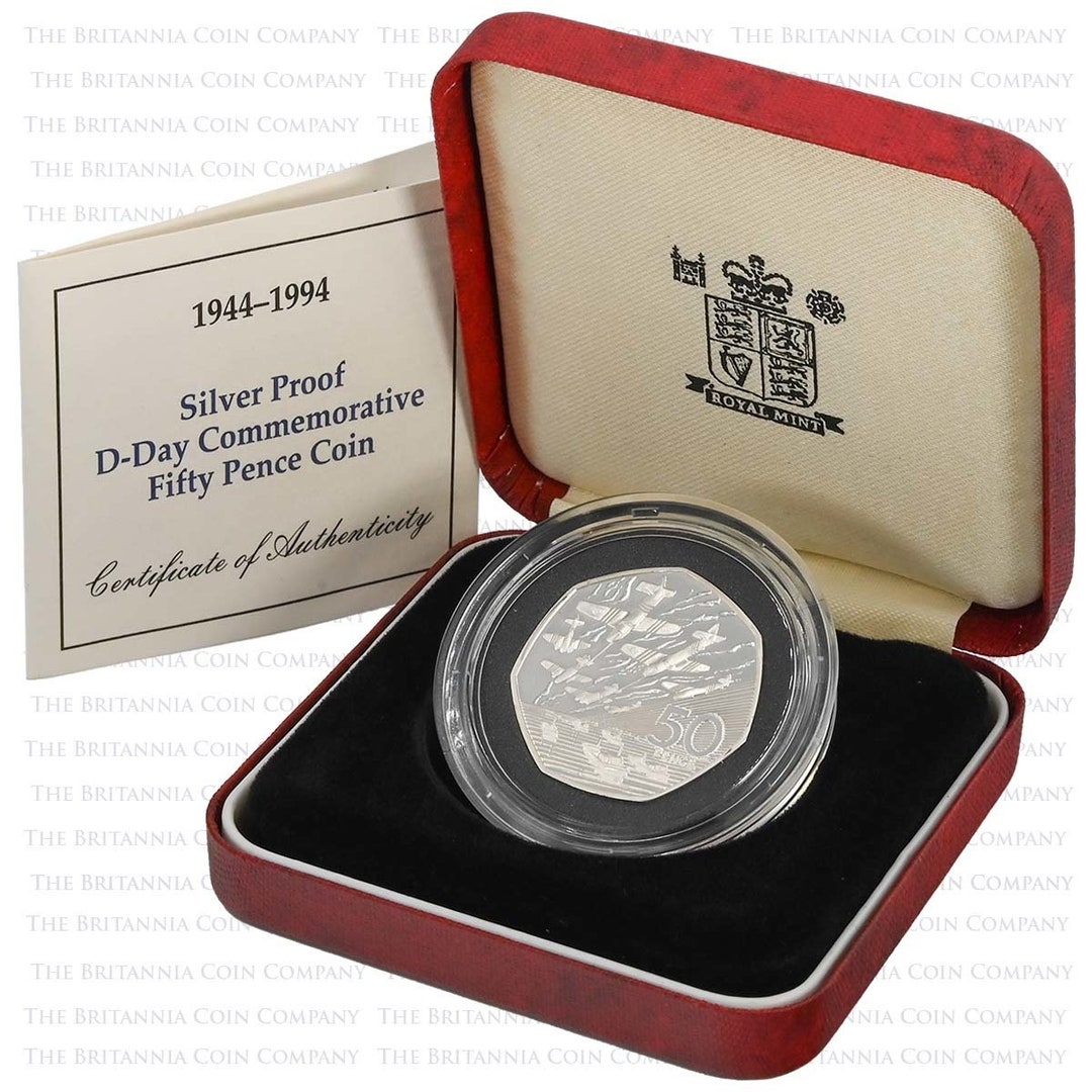 1994 D-day Normandy Landings Silver Proof 50p Coin Fifty Pence Royal ...