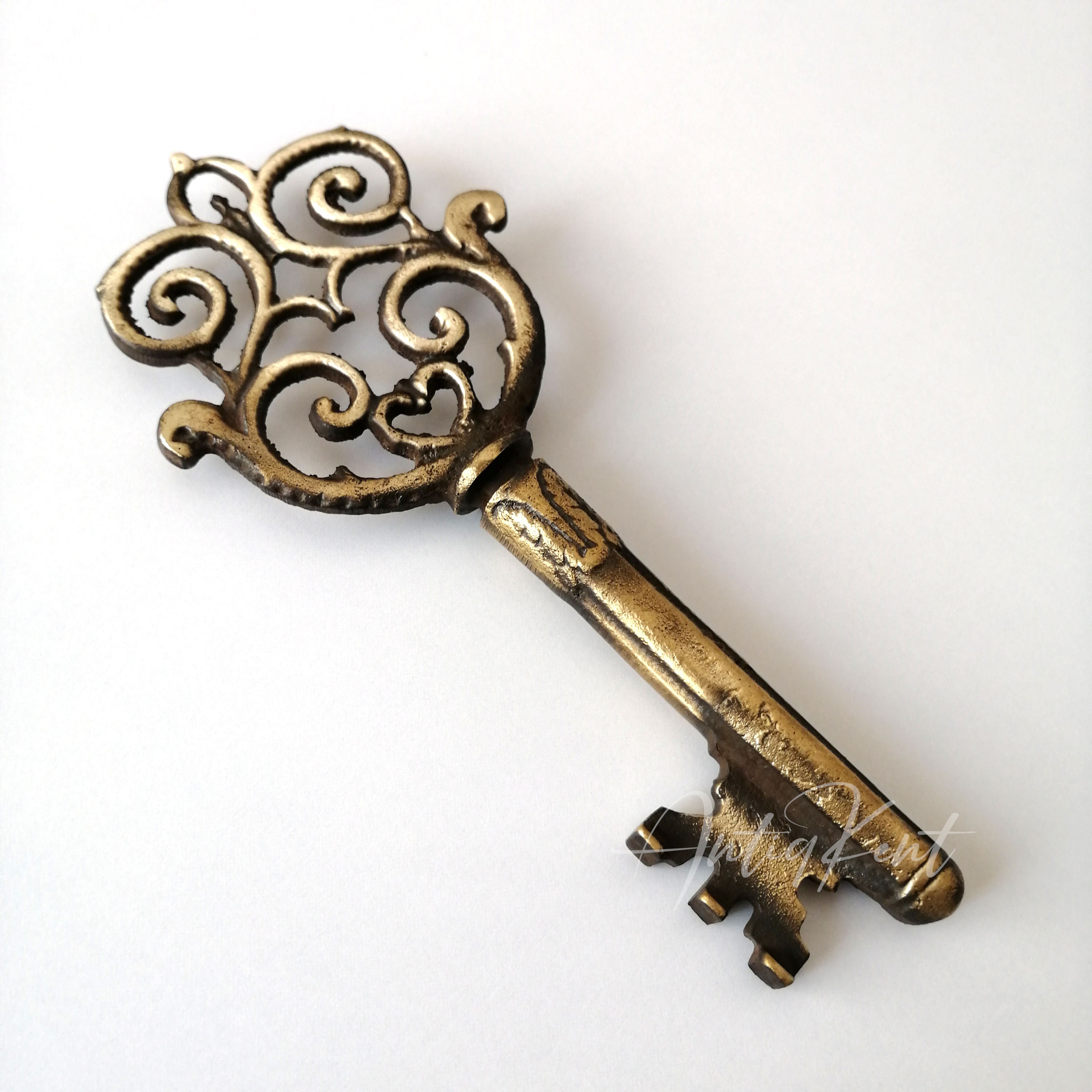 Skeleton Key, Decorative Cast Brass Key, Ornament, Antique, Authentic ...