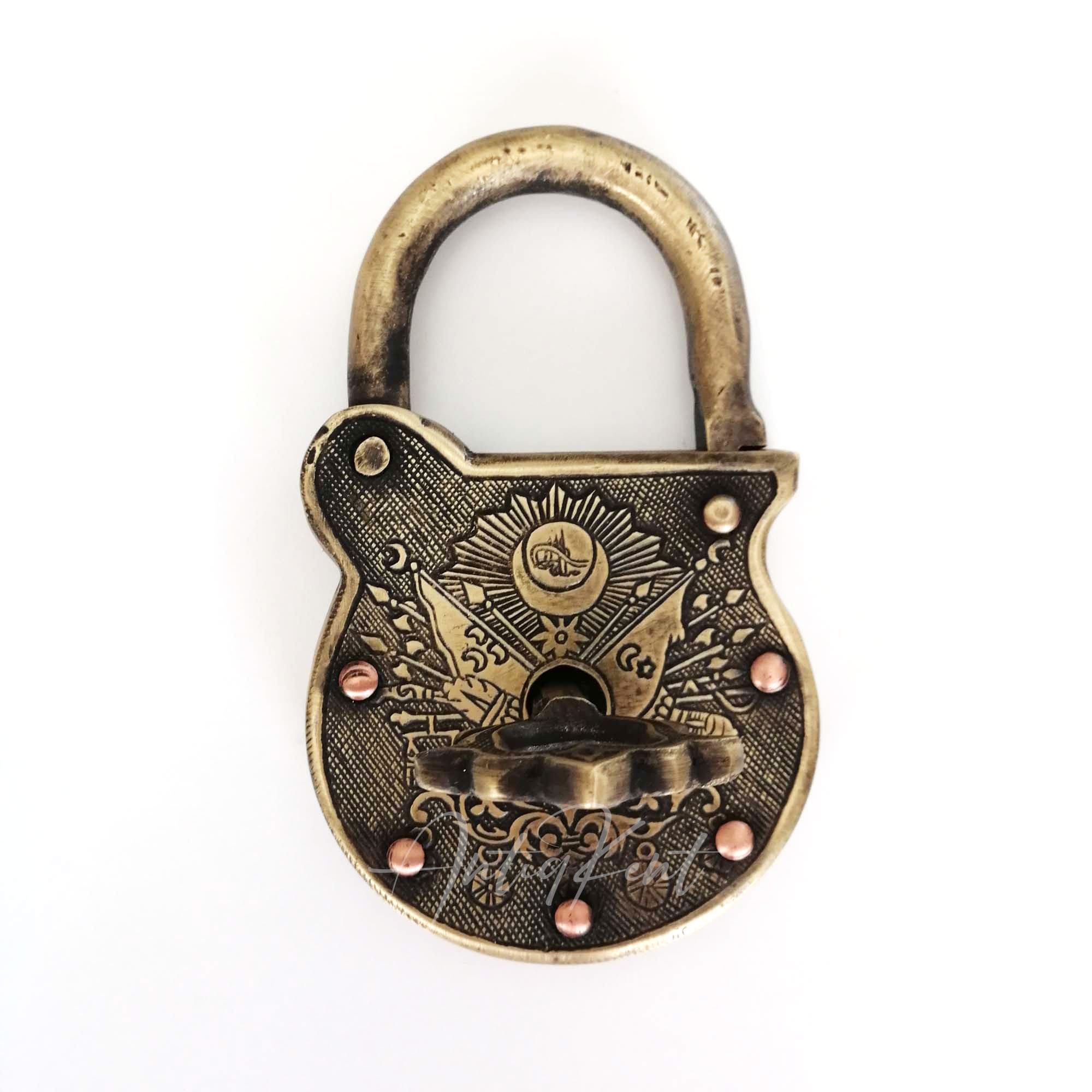 Large Handcrafted Functional Lock, Vintage Style Working Lock, Antique ...