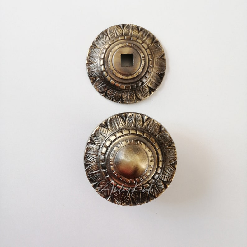 Sunflower Door Knob, Solid Brass Entry Door Knob, Antique Brass Door Pulls Handle, Round Door ...