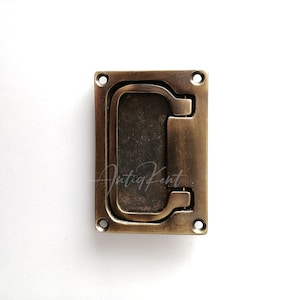 Vintage Cast Brass Flush Lifting and Pull Handle, Solid Brass Recessed ...