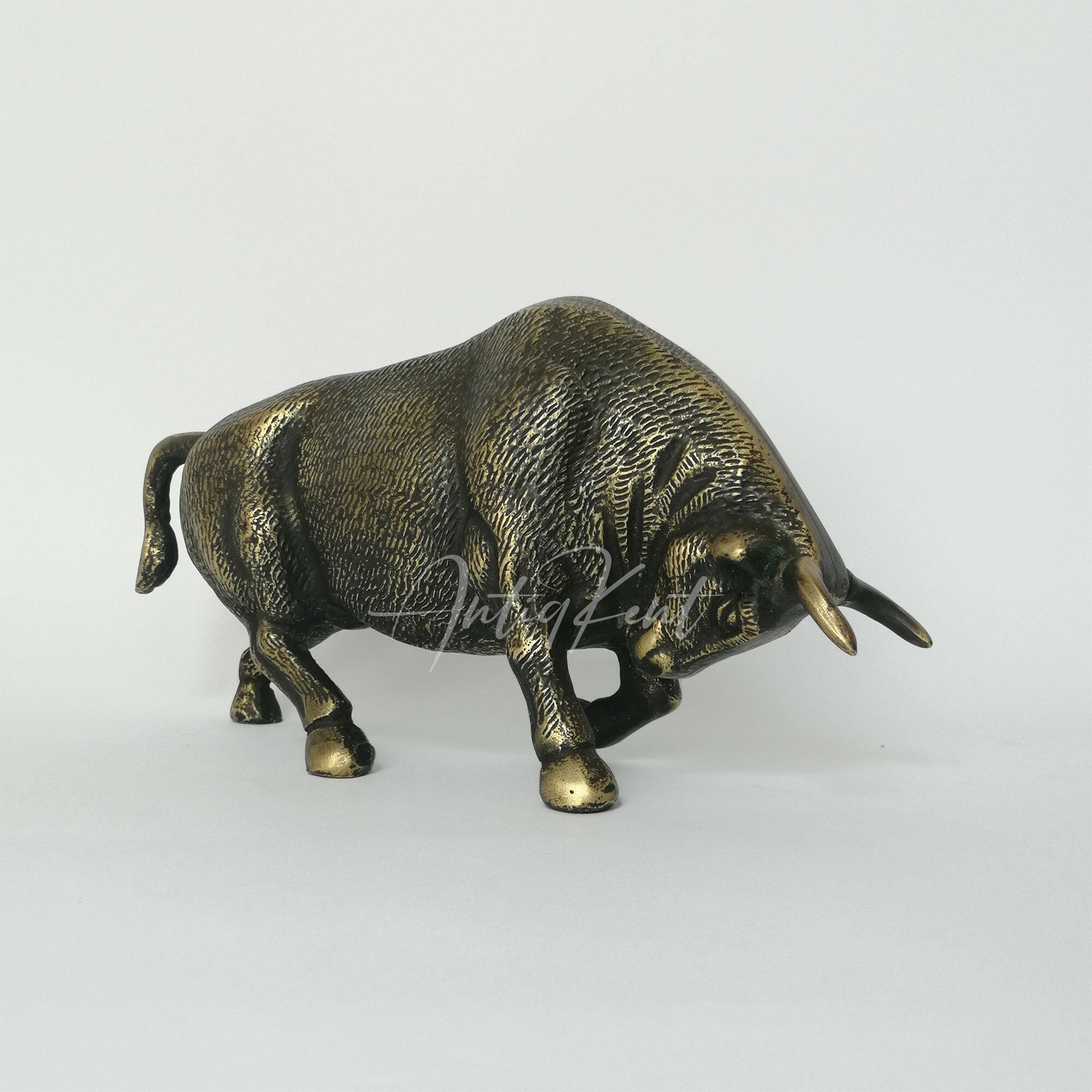 Vintage Style Cast Brass Bull Sculpture, 2,32lbs Spanish Bull, Heavy ...