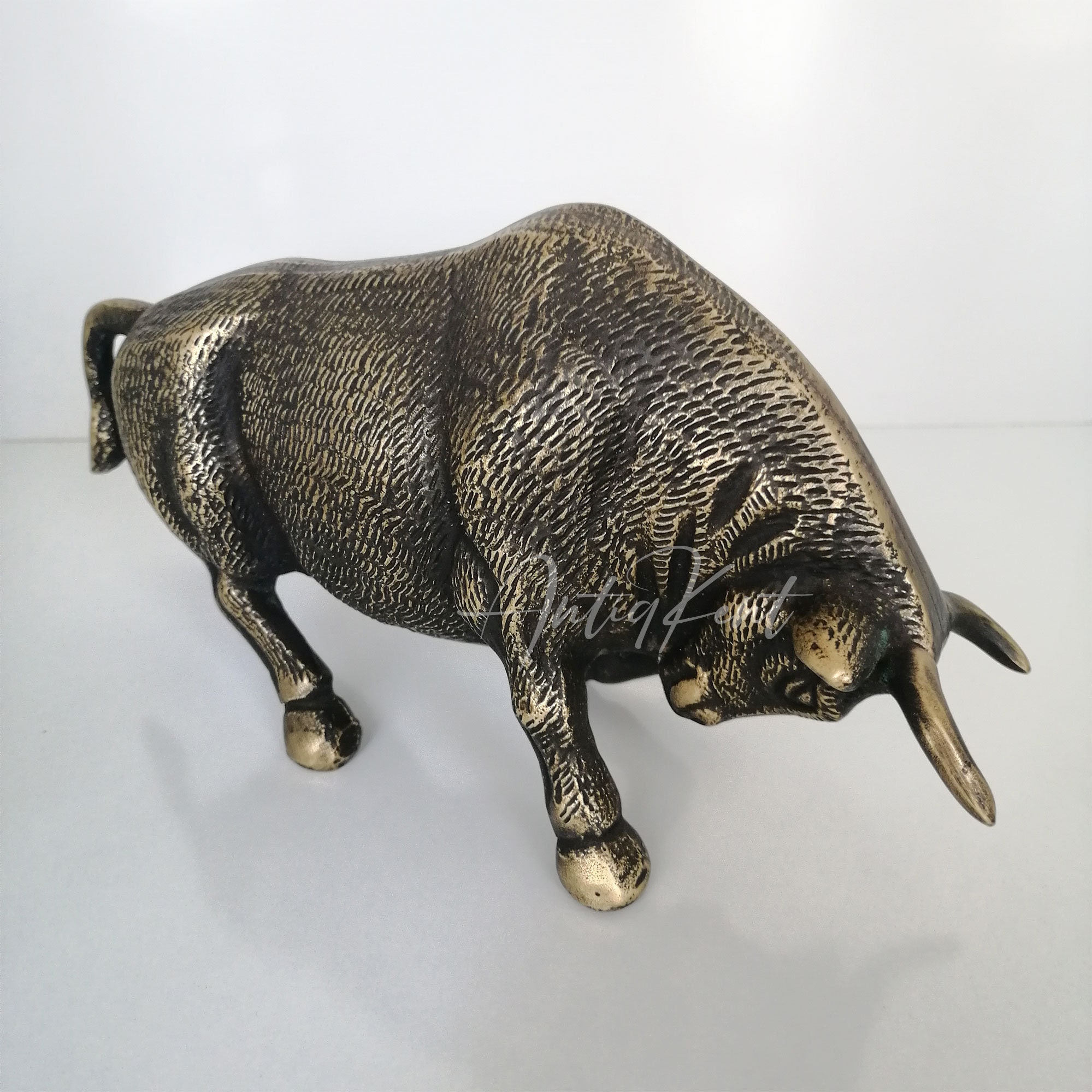 Vintage Style Cast Brass Bull Sculpture, 2,32lbs Spanish Bull, Heavy ...