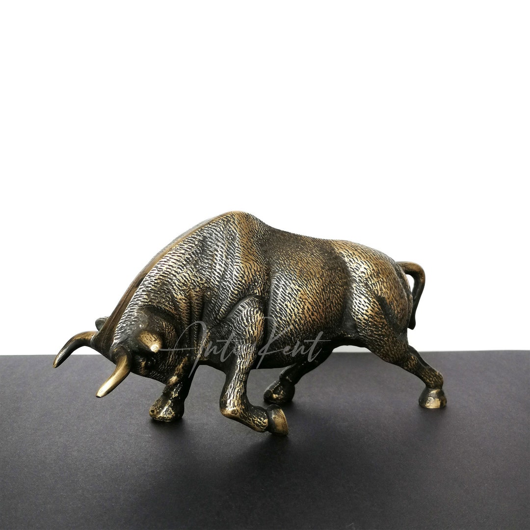 Cast Brass Bull Figurine, 2.32lbs Original Design Spanish Bull, Gift ...