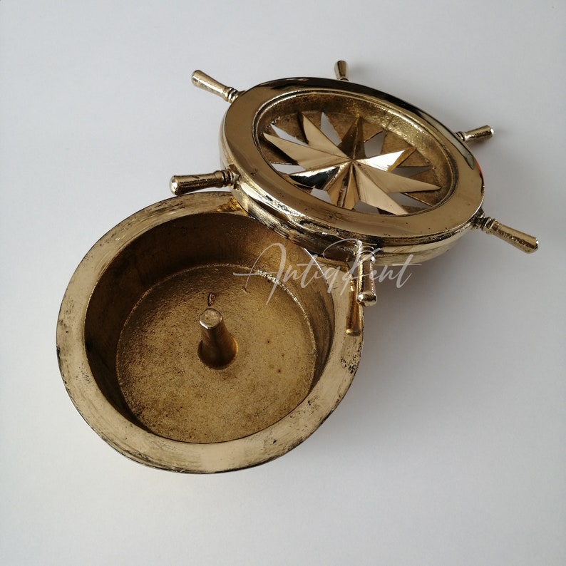 Vintage Style Cast Brass Ship Wheel Ashtray, Nautical Decor - Etsy