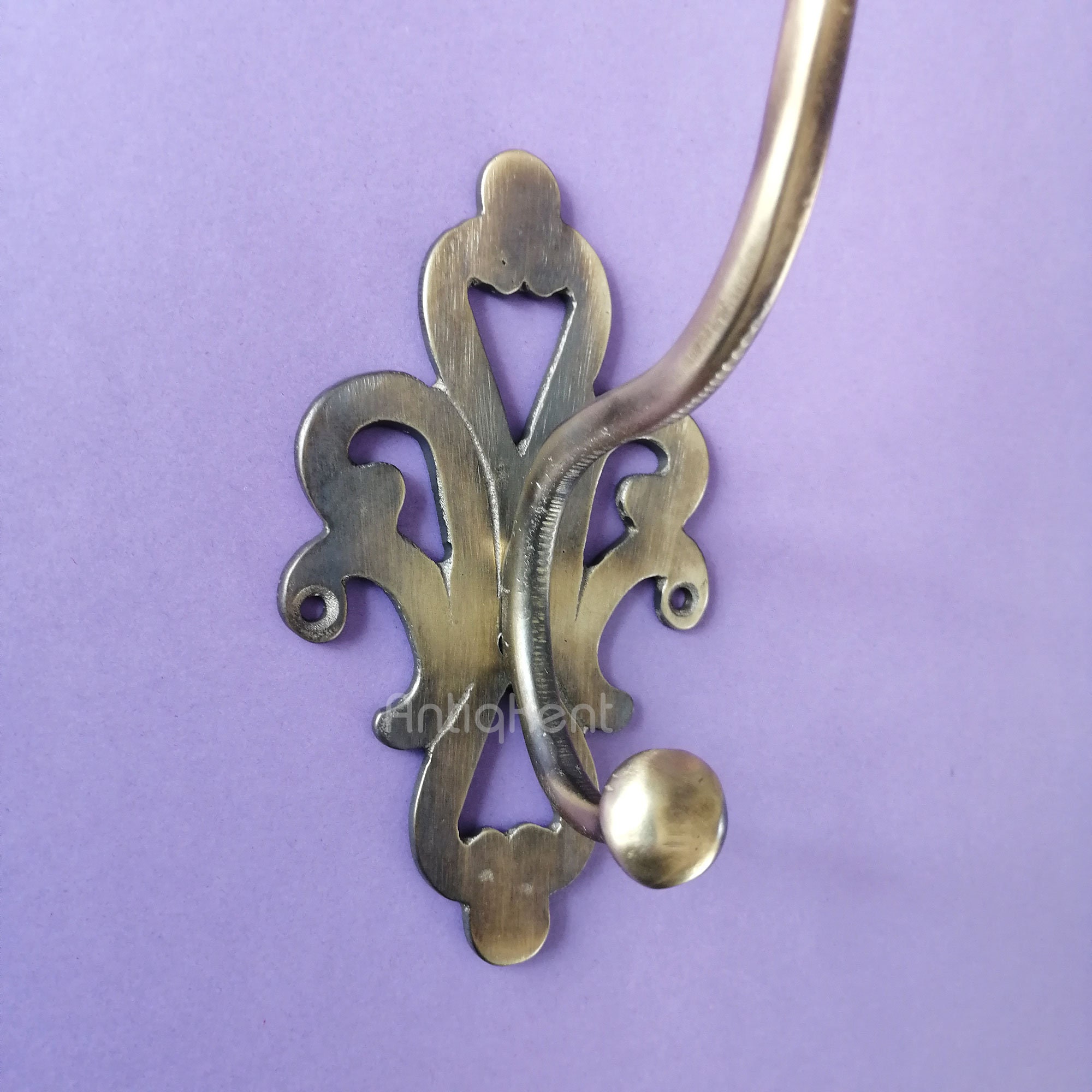 Wall Mounted Double Hook Brass Hanger, Victorian Style Brass Hanger ...