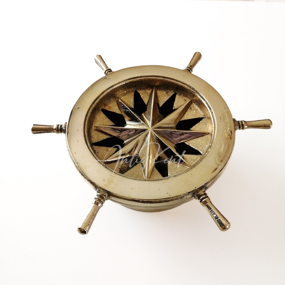 Vintage Style Cast Brass Ship Wheel Ashtray, Nautical Decor - Etsy
