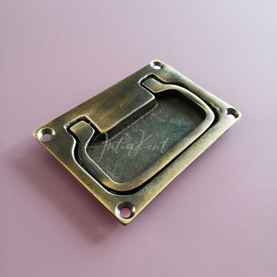 Vintage Cast Brass Flush Lifting and Pull Handle, Solid Brass Recessed ...