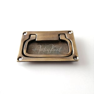 Vintage Cast Brass Flush Lifting and Pull Handle, Solid Brass Recessed ...