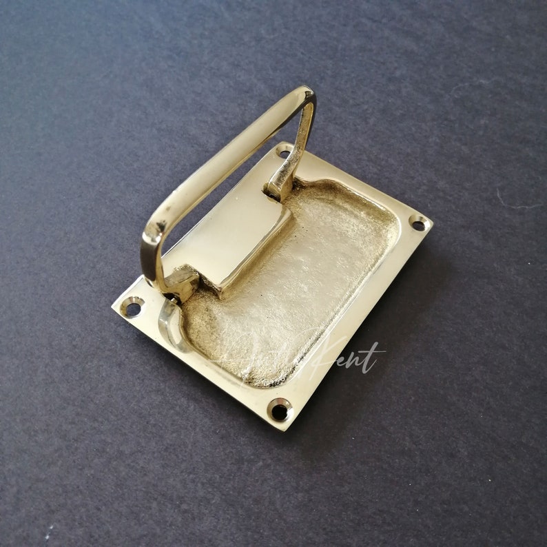 Vintage Cast Brass Flush Lifting and Pull Handle, Solid Brass Recessed ...
