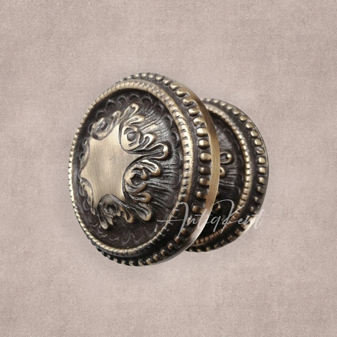 Dummy Door Knob, Star Pattern Door Knob, Cast Brass Exterior and Interior Door Knob, Antique ...