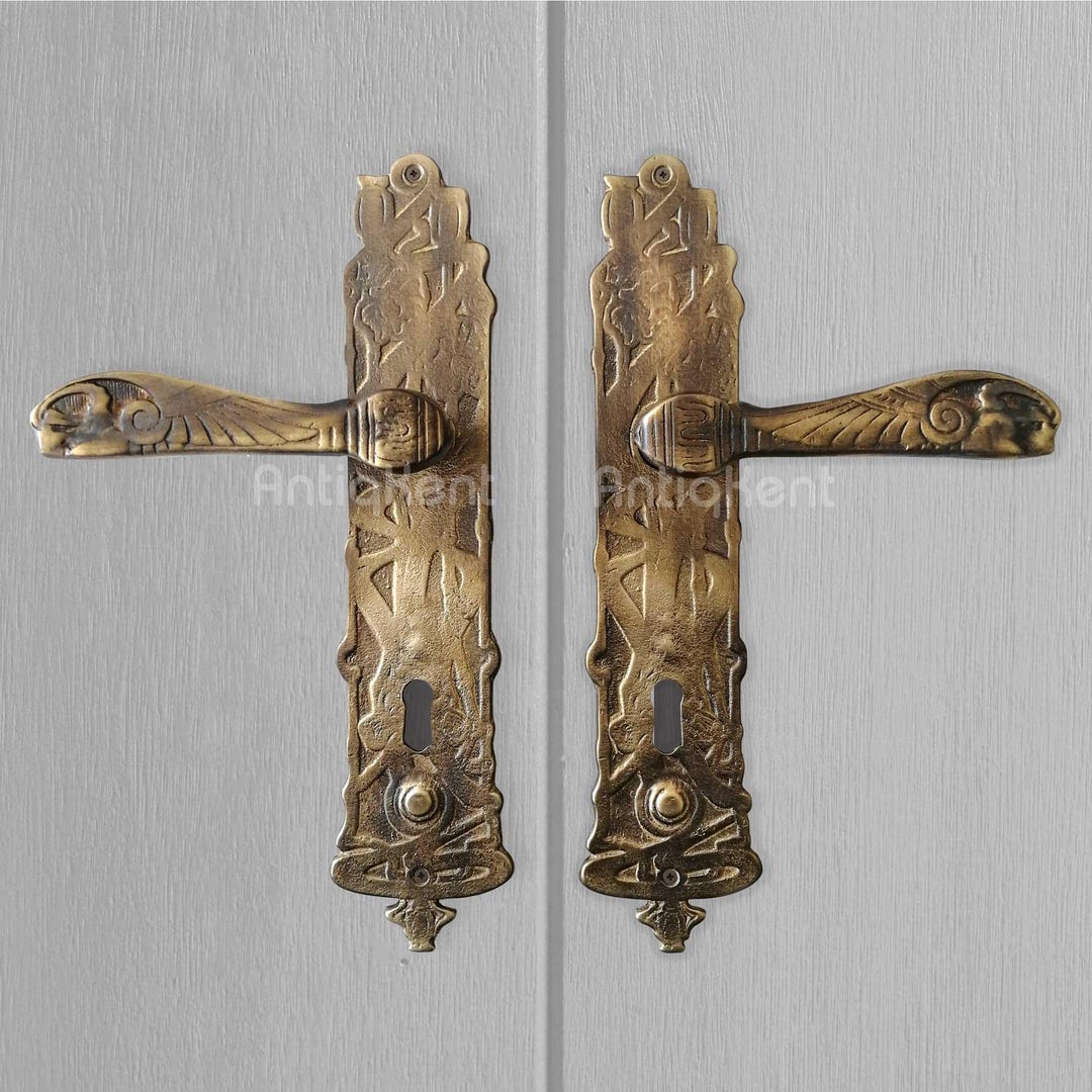 Vintage Style Door Handle, Antique Brass French Door Handle, Rococo ...