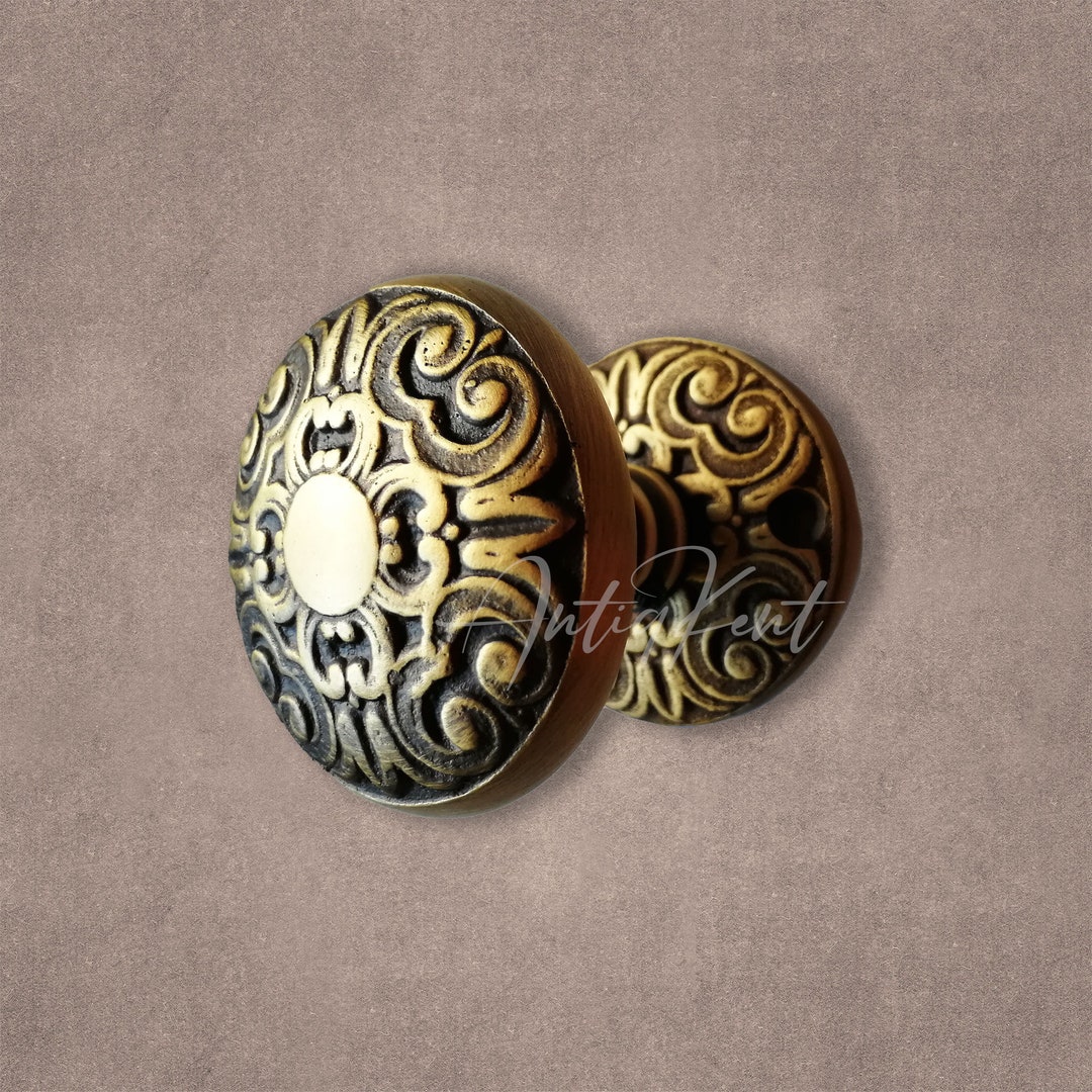 Door Knob, Handmade Antique Style Door Knob, Dummy Door Knob, Cast Brass Interior Door Knob ...