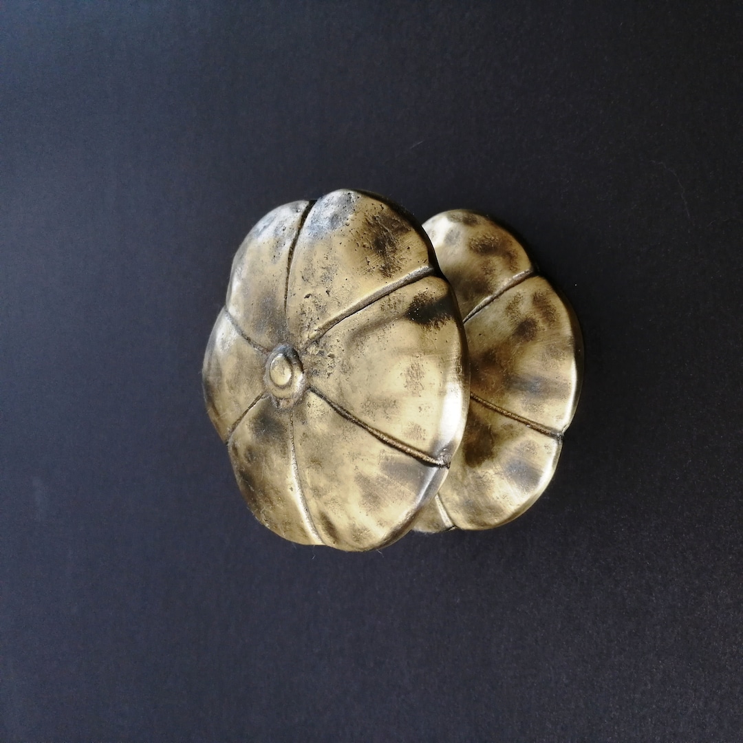 Floral Brass Door Knob, Vintage Style Door Knob, Antique Brass Flower Door Knob, Unique Door ...