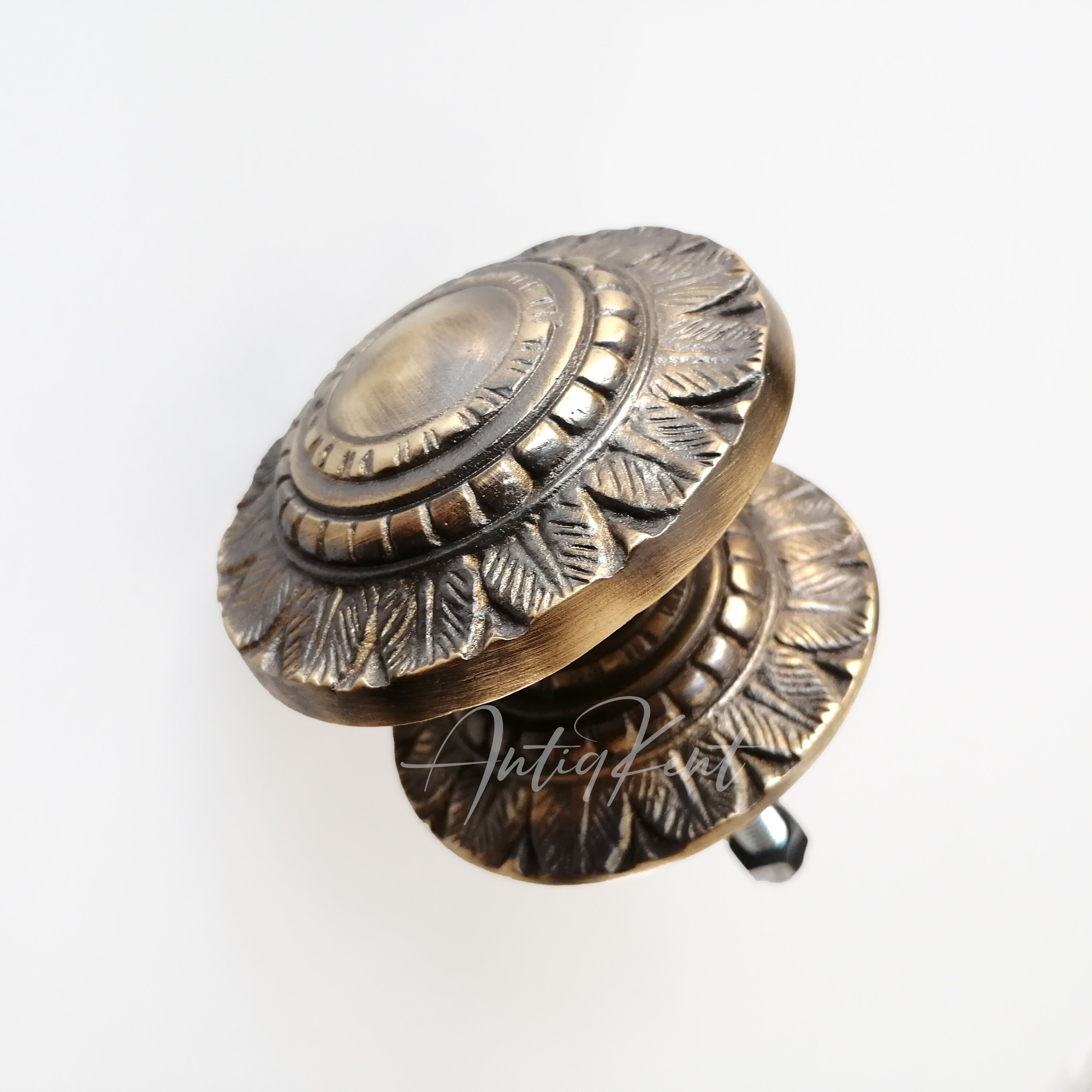 Sunflower Door Knob, Solid Brass Entry Door Knob, Antique Brass Door Pulls Handle, Round Door ...