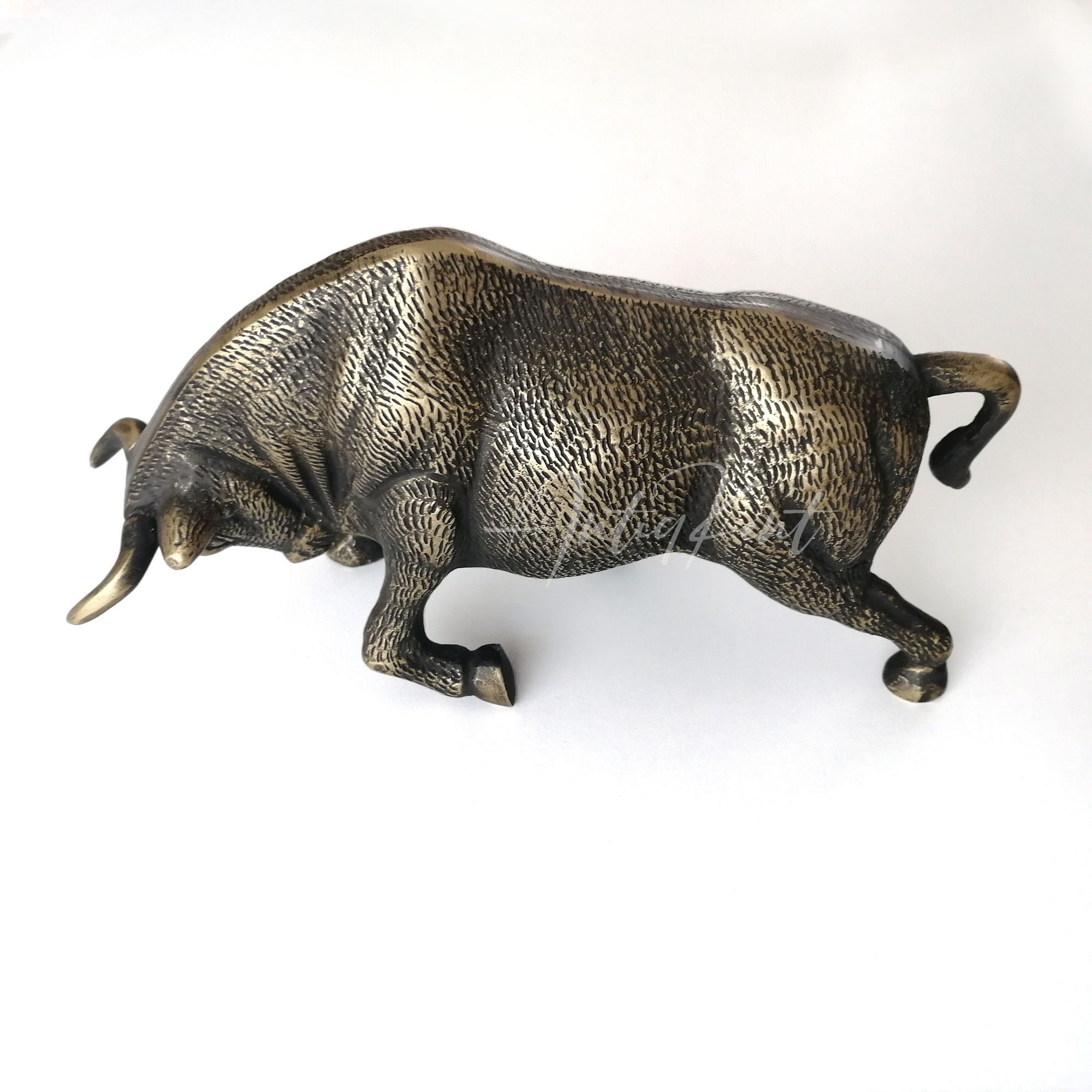 Vintage Style Cast Brass Bull Sculpture, 2,32lbs Spanish Bull, Heavy ...