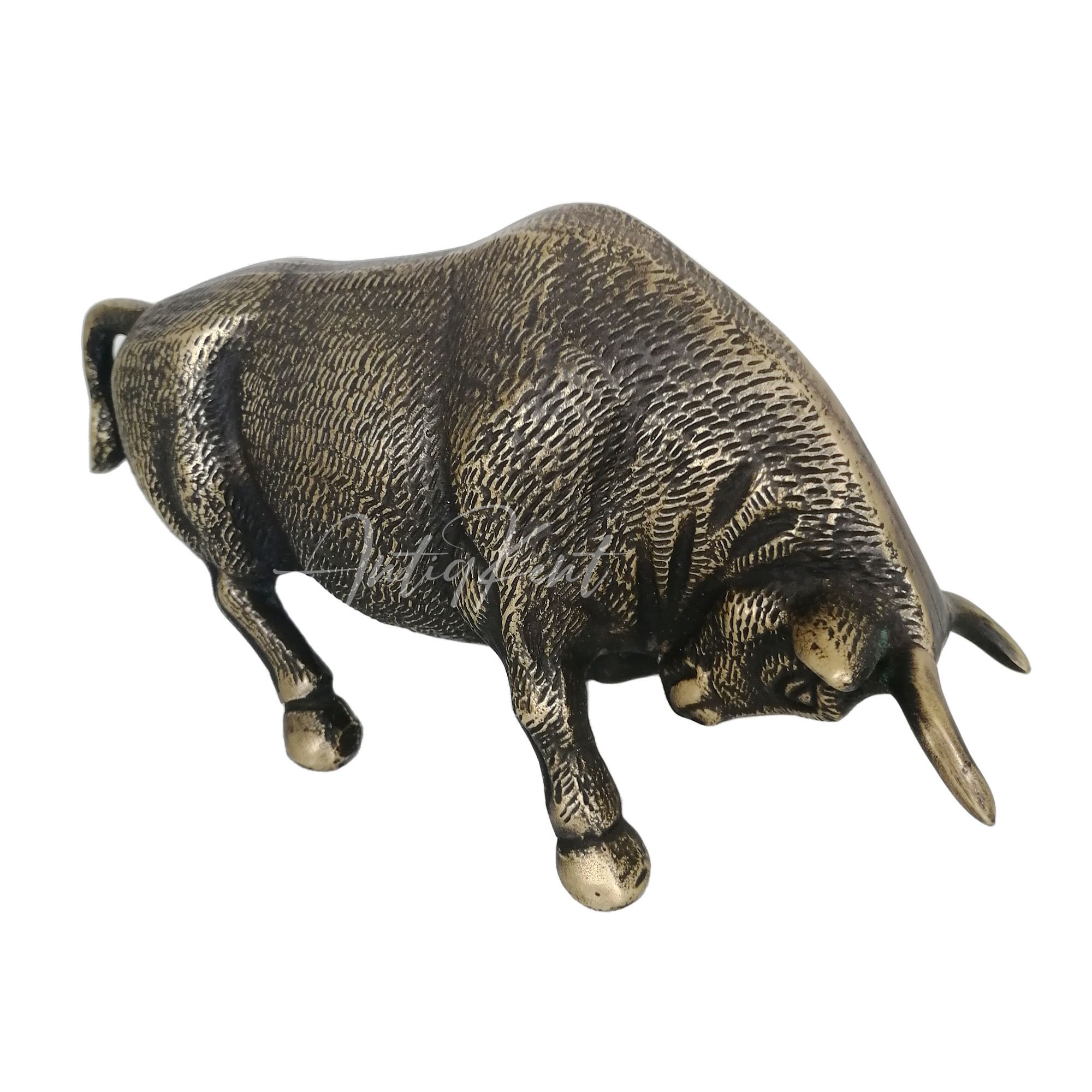 Vintage Style Cast Brass Bull Sculpture, 2,32lbs Spanish Bull, Heavy ...