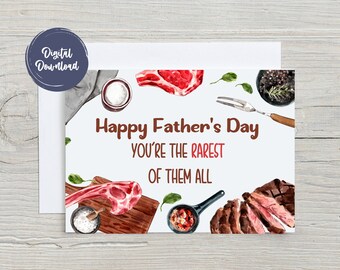 Rare Steak Dad Card - Etsy