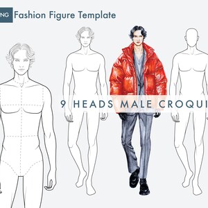 Male Croquis for Fashion Illustration 9 Heads Fashion Figure | Etsy