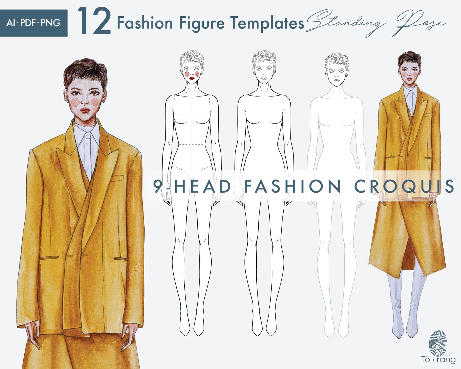 Female Standing Pose Croquis Bundle 9-head Fashion Figure - Etsy