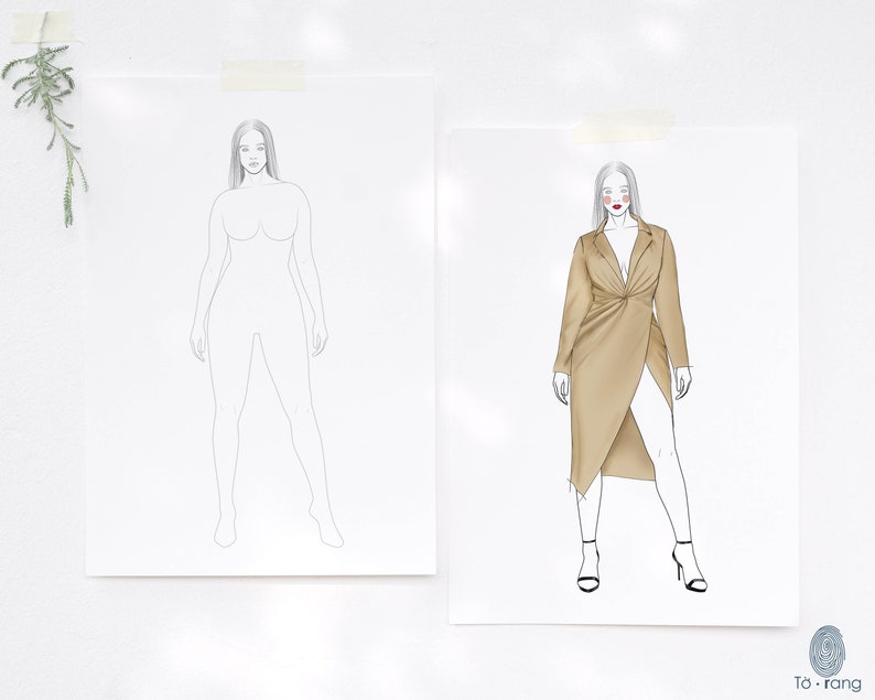 Plus Size Female Figure Templates for Fashion Illustrations - Etsy