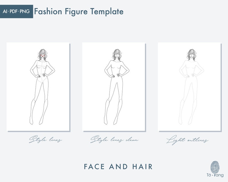 Female Figure Templates for Fashion Illustrations, 9-head Fashion ...