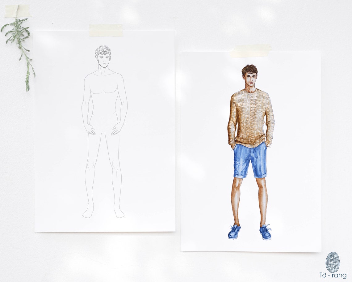 Male Croquis for Fashion Illustration, 9-head Fashion Figure Template ...