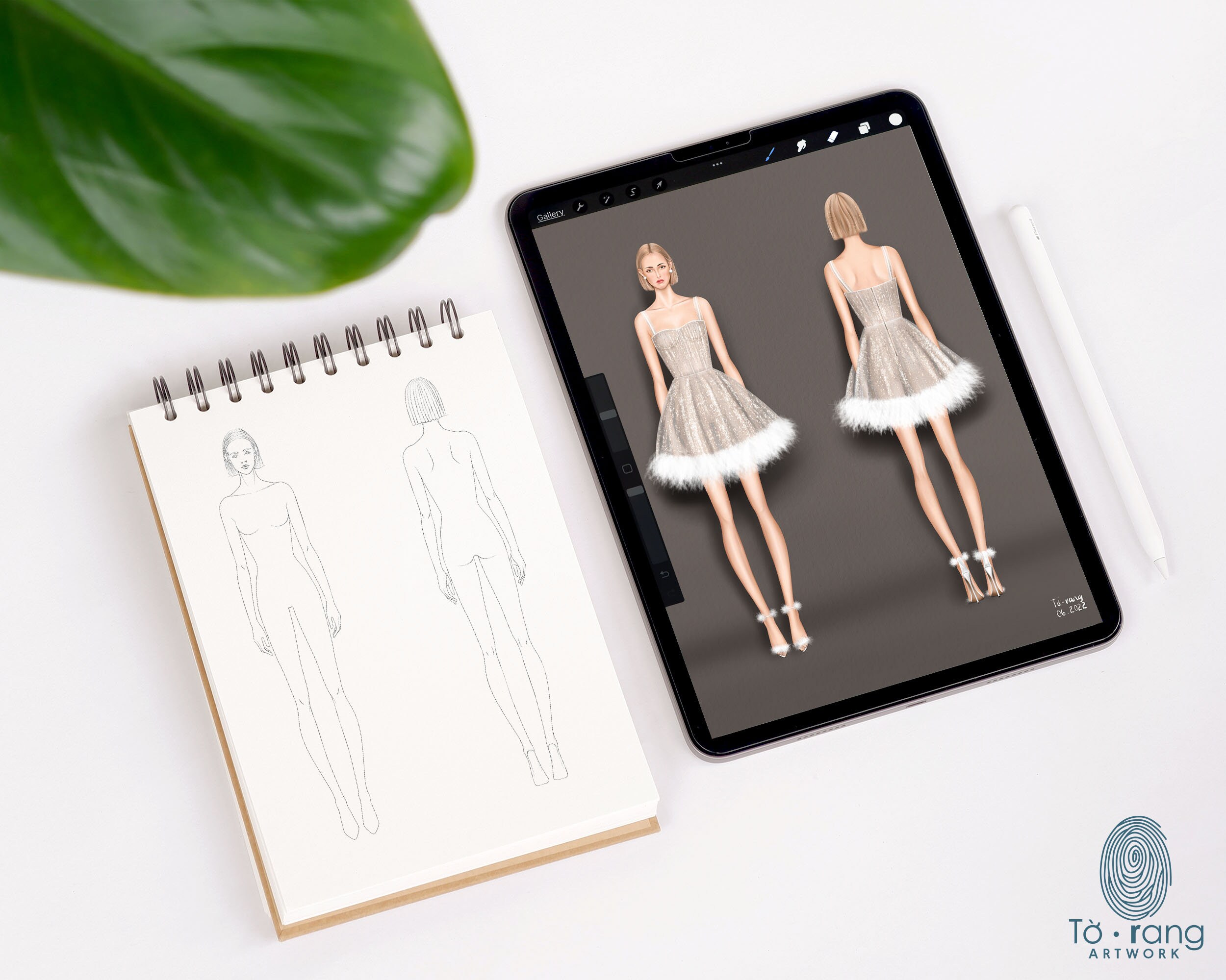 Female Fashion Croquis Template, Front and Back, 3 Different Colored ...