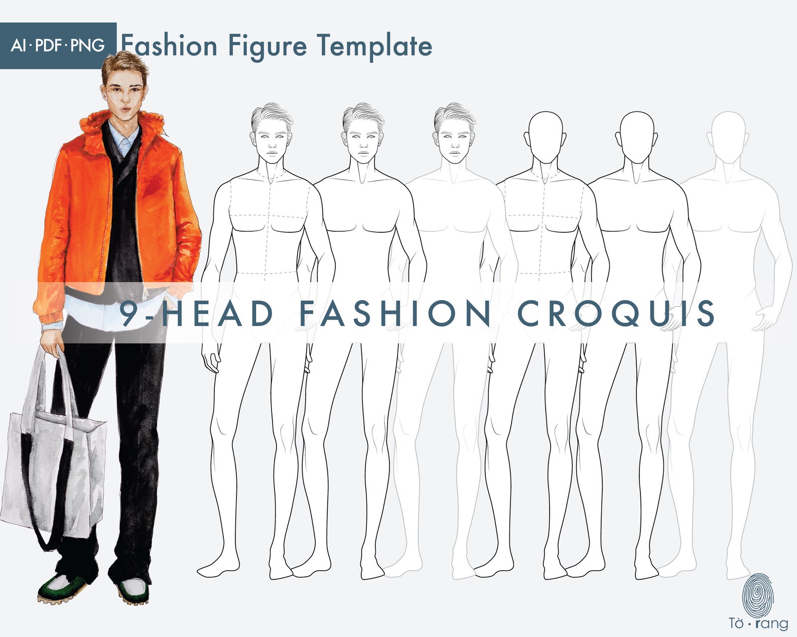Male Fashion Figure Templates, 9-head Fashion Croquis, Fashion ...