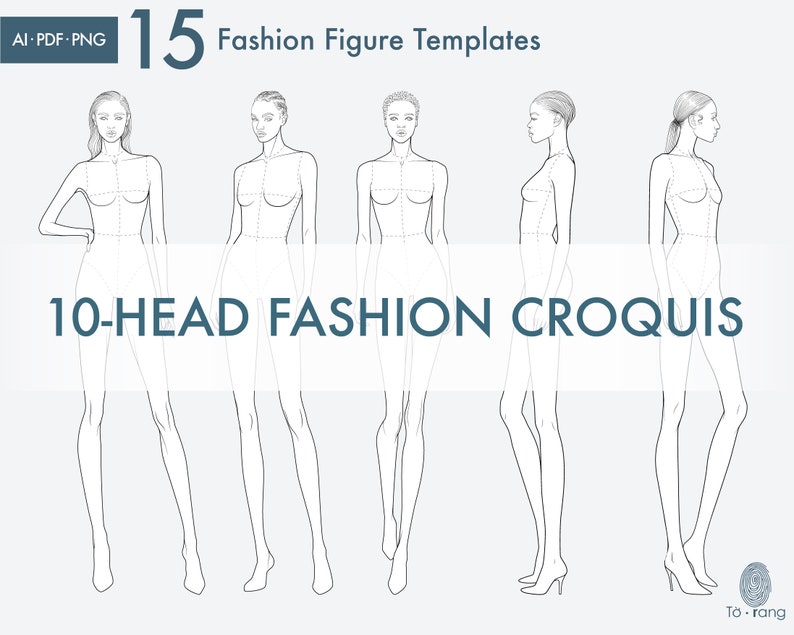 Female Fashion Croquis Templates: 10-head Figure (PDF, AI, PNG) - Etsy