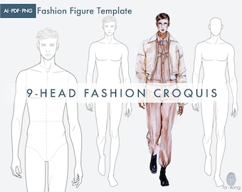 Procreate Fashion Croquis, 9-head Fashion Figure, Male Fashion Croquis ...