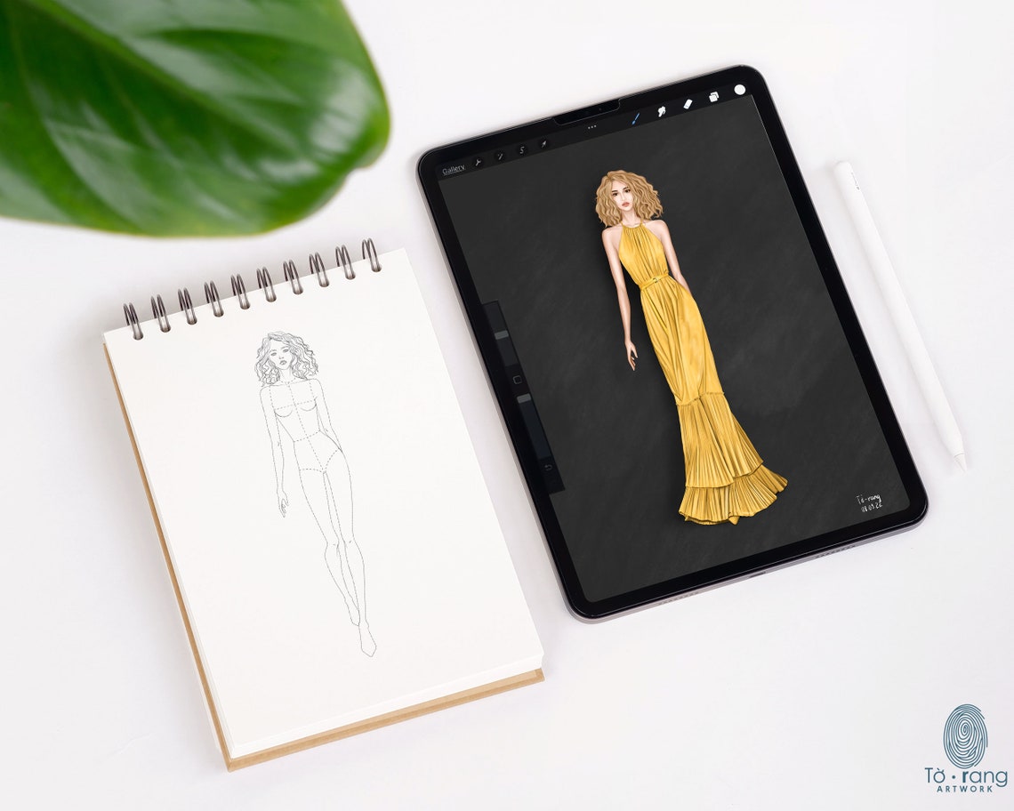 Female Fashion Figure Templates, Catwalk Model, 4 Different Colored ...