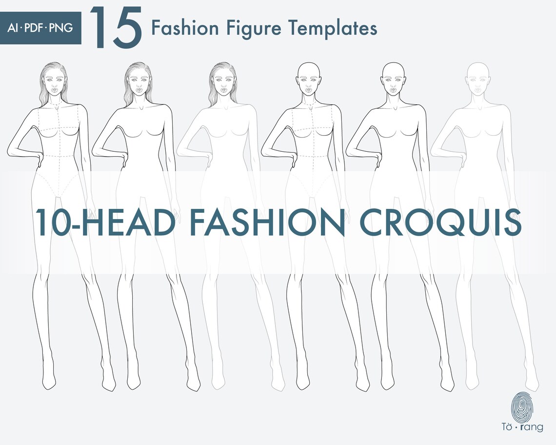 15 Female Fashion Figure Templates 10-head Figure Croquis - Etsy