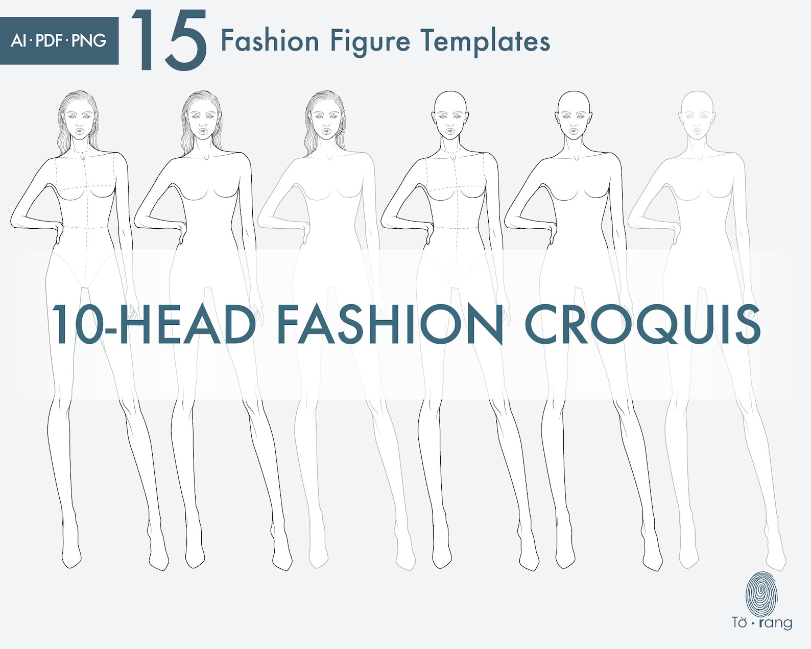 Female Fashion Croquis Templates: 10-head Figure (PDF, AI, PNG) - Etsy