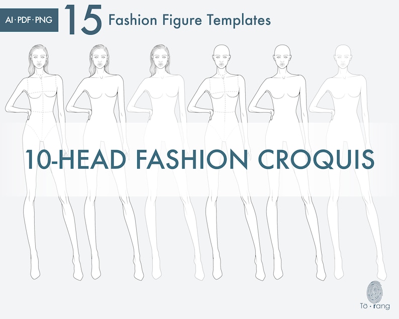 Female Fashion Croquis Templates: 10-head Figure (PDF, AI, PNG) - Etsy