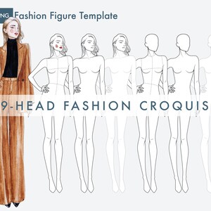 Fashion Croquis Template, 9-head Female Figure (PDF, AI, PNG) - Etsy