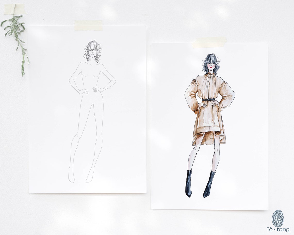 Female Figure Templates for Fashion Illustrations, 9-head Fashion ...